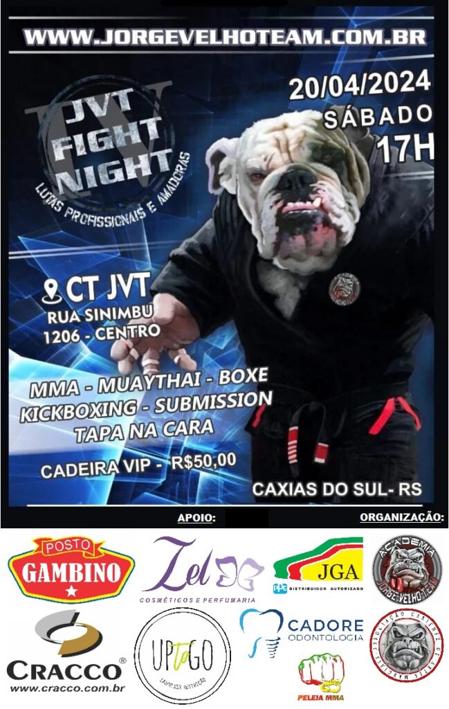 JVT Fight Night realizará sua quarta edição neste sábado, 20 de abril